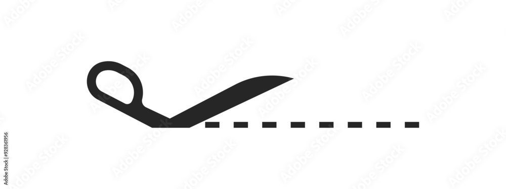 Cut line icon with scissor, cut here guidance, scissors and dash ...