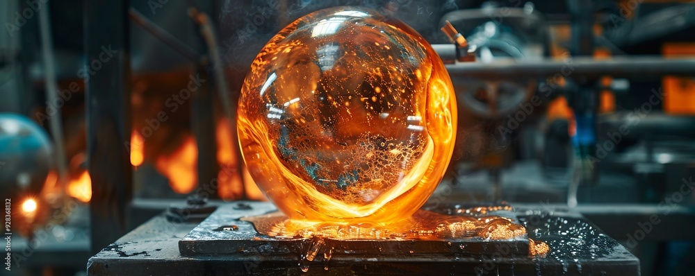 Glassblowing furnace shaping molten glass into stunning sculptures, 4K ...