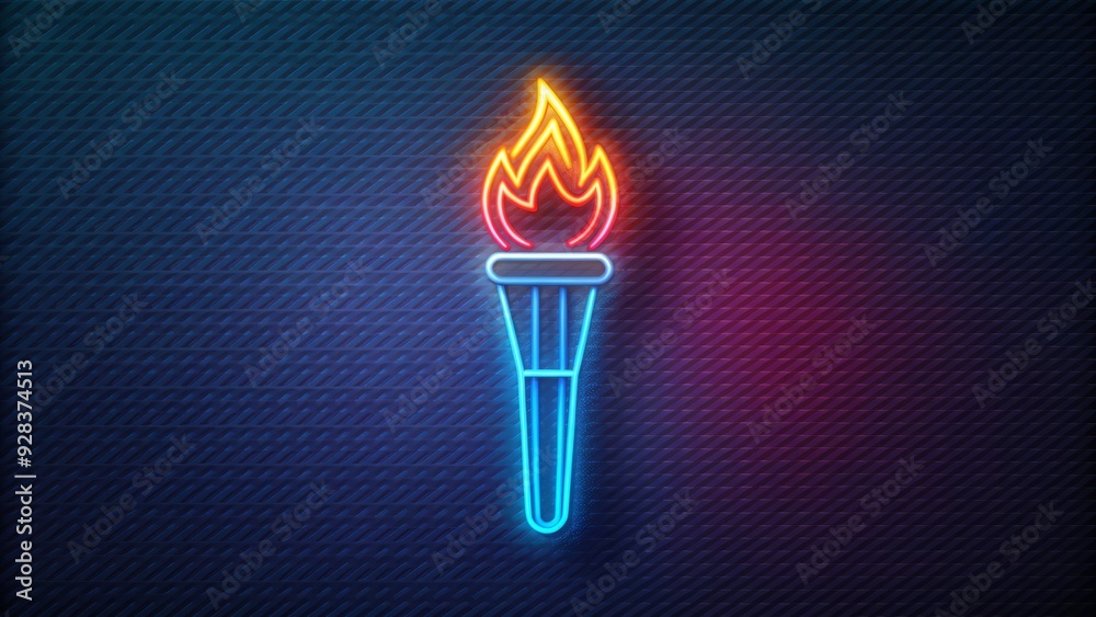 Illuminated neon torch icon in modern minimalist vector design ...