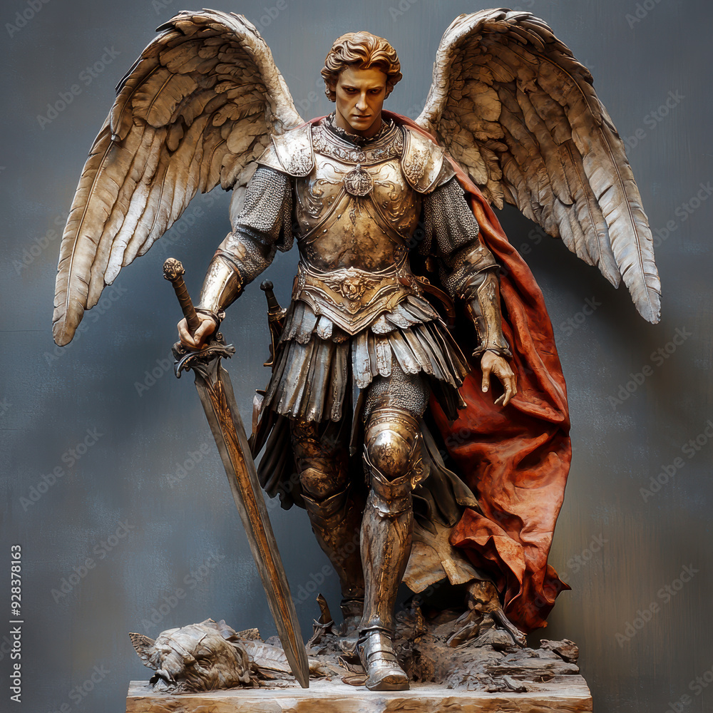 Graphic and biblical representation of the Archangel Michael. AI ...