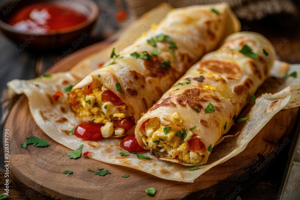 Egg chapati roll a popular Indian recipe for kids tiffin Served with ...