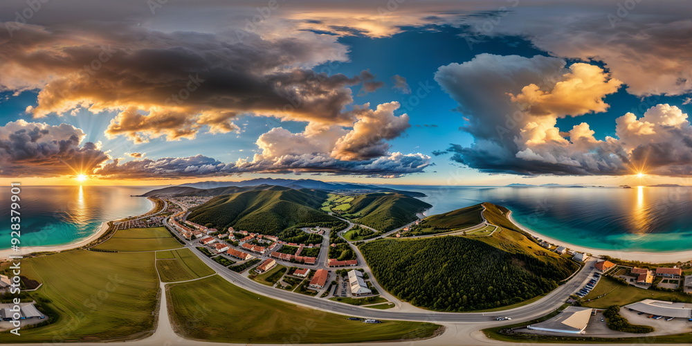 Drone shot Full 360 degrees seamless spherical panorama HDRI ...