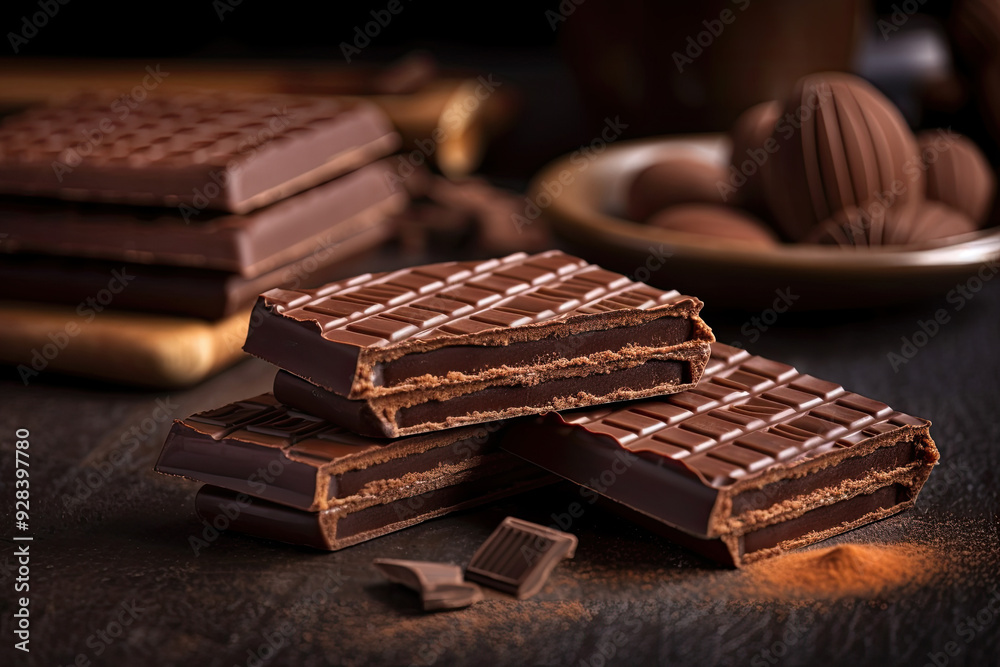 Chocolate Wafer High Resolution Food Photography Ideal for Snack Ads ...