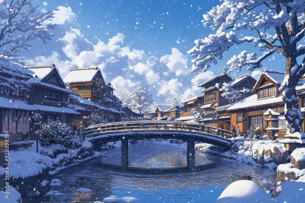 Winter's Enchantment: anime-style Traditional Architecture and Bridges ...