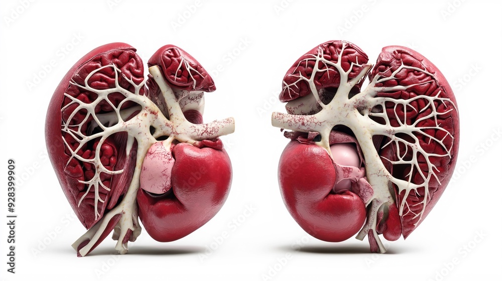 Detailed anatomical models of human brains and kidneys connected by ...