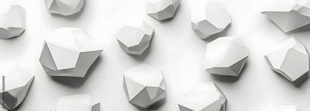 26. Dynamic 3D design with floating polygons and smooth curves arranged ...