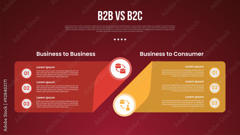 B2B vs B2C business infographic for comparison data or versus with ...