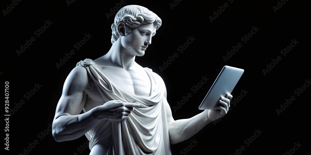 Marble Statue of a Young Man with Tablet. This image juxtaposes ancient ...