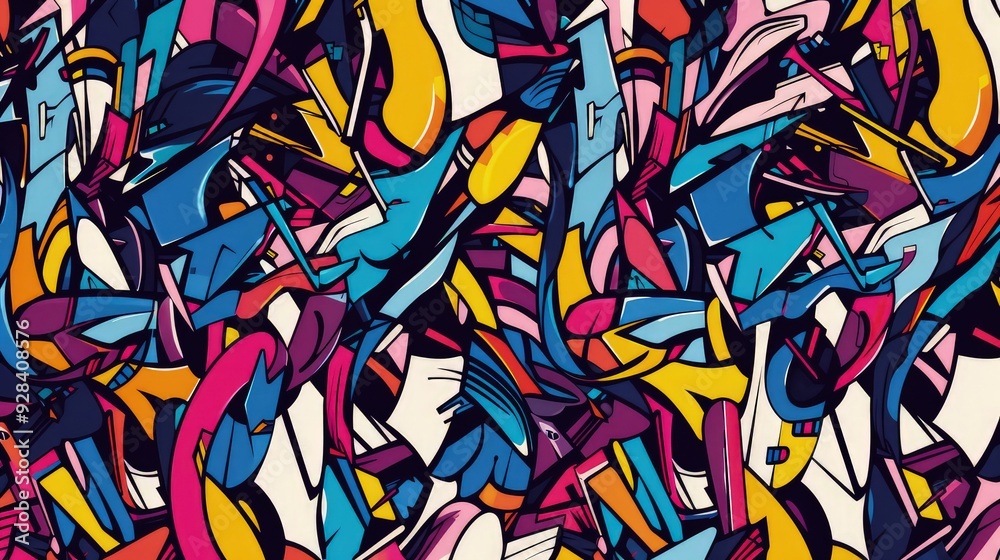 A continuous pattern of chaotic lines and shapes in a high-contrast ...