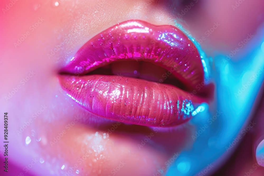 Full natural lips with glossy skin closed mouth Enhanced lips with ...