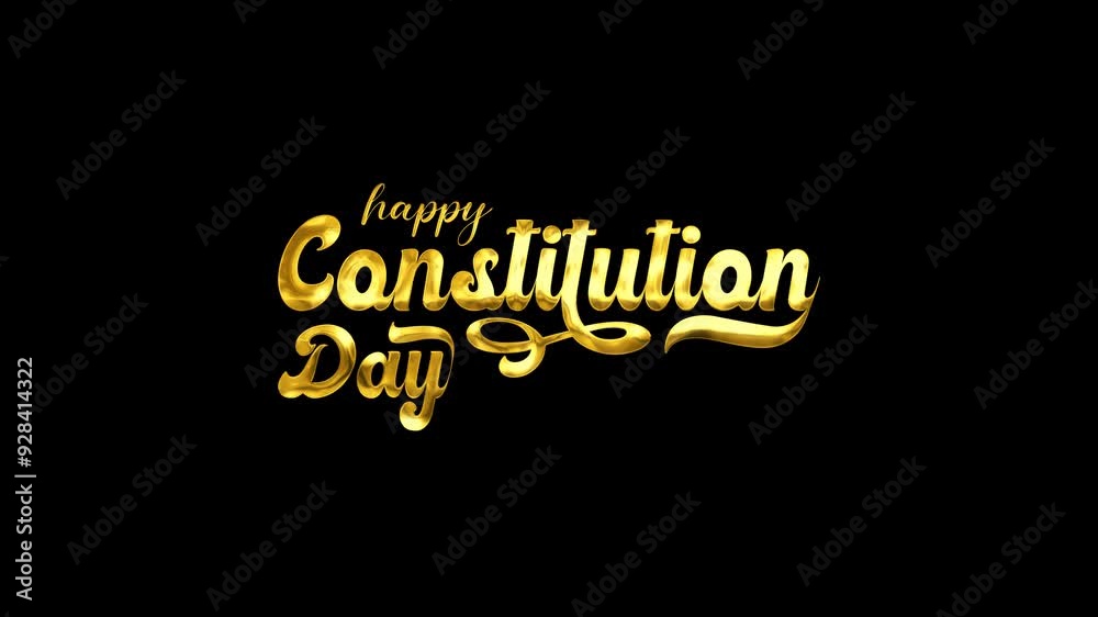 Happy Constitution Day Text Animation on a transparent background with ...