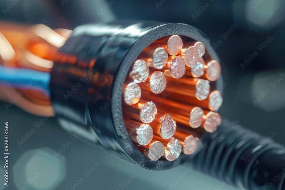 High voltage cable s cross section copper veins surrounded by polymer ...