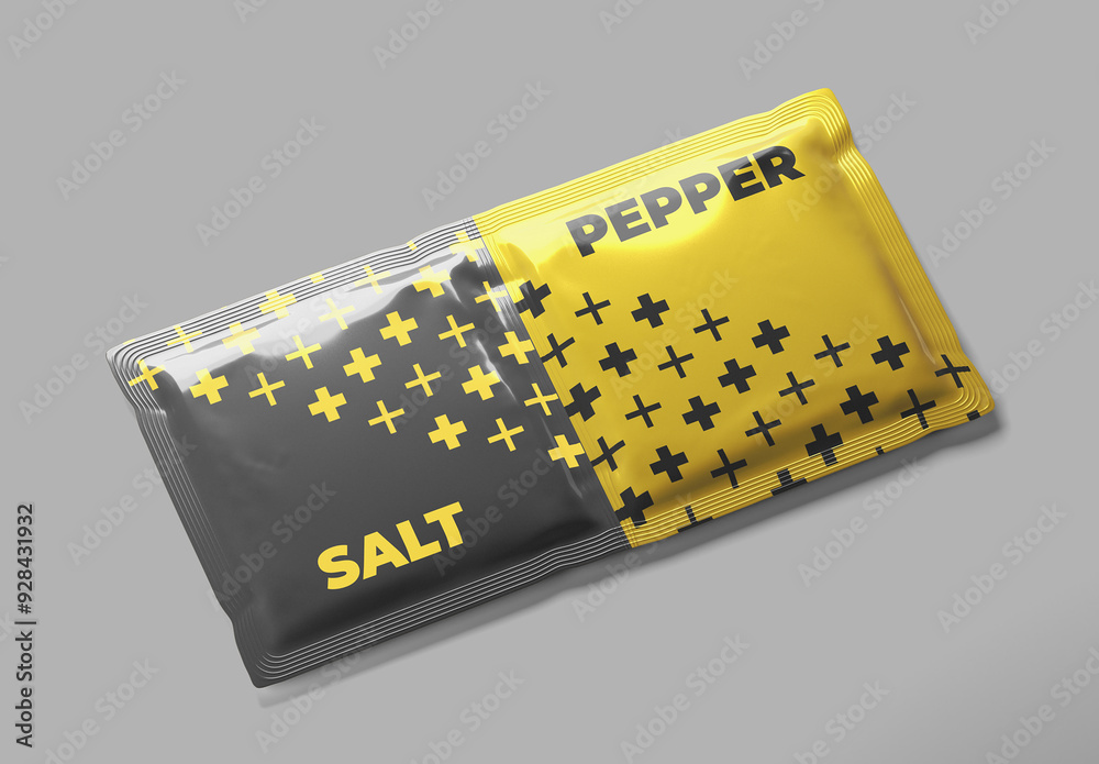 Salt and Pepper Sachet Packaging Mockup Stock Template | Adobe Stock