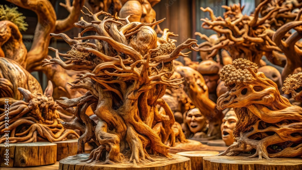 Intricate wooden root sculptures showcasing exceptional craftsmanship ...