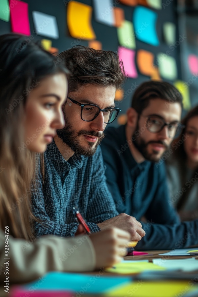 thinking and brainstorming of office team in a boardroom meeting. Group ...