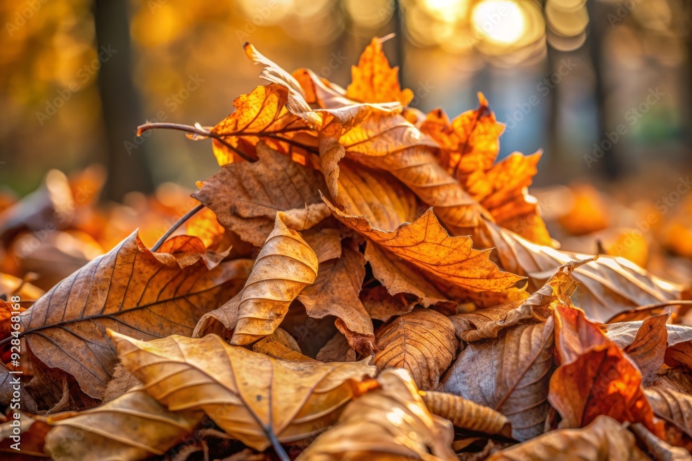 Wrinkled, brittle, and faded, old leaves cling precariously to withered ...