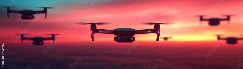 Advanced AI-Controlled Drone Fleet Performing Coordinated Patterns in the Sky - Futuristic 3D ...