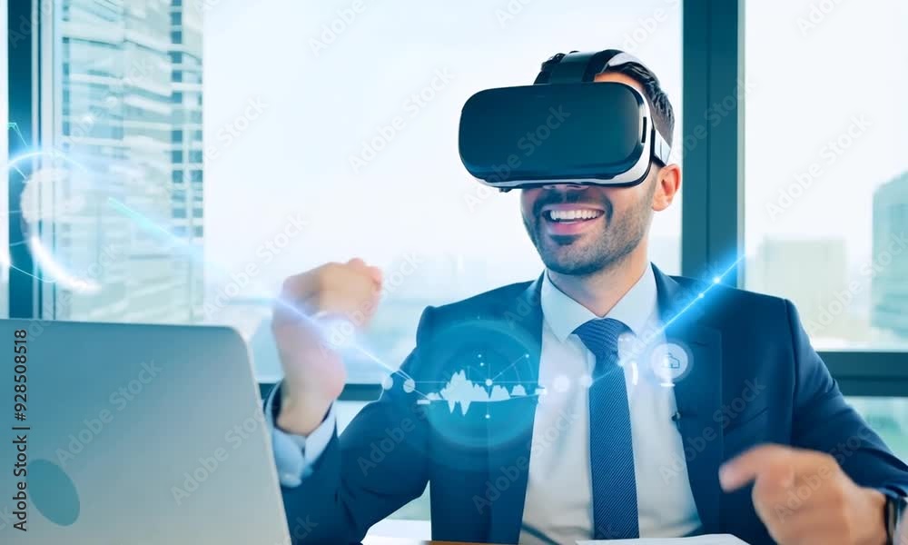 VR Business Triumph: Immersed executive celebrates a digital victory in ...