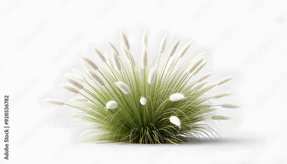 3d illustration of set pennisetum alopecuroides bush isolated on ...