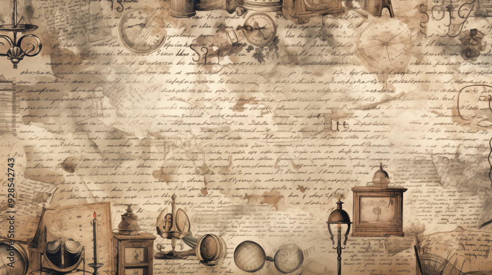 Sepia Toned Parchment Paper Background With Handwritten Notes And ...