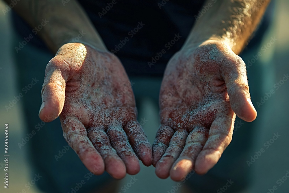 Erythematous macular rash on both palms with redness and peeling of the ...