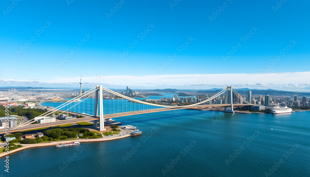 Auckland Harbour Bridge Spanning Waitemata Harbour On North Island, New ...