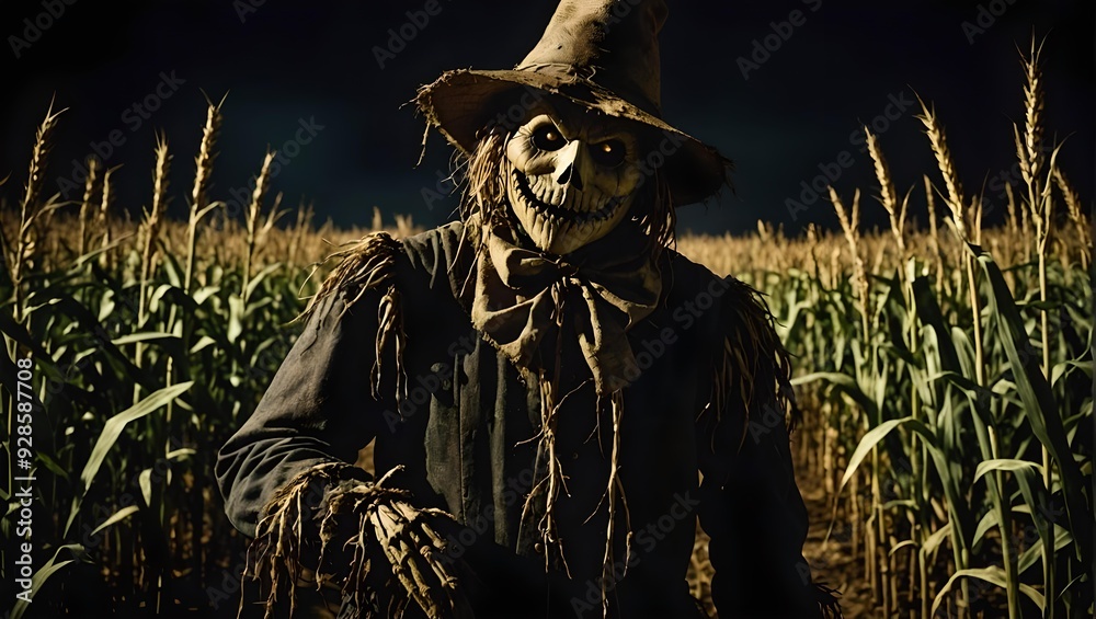 Scarecrow in a cornfield, halloween night wallpaper, spooky october ...