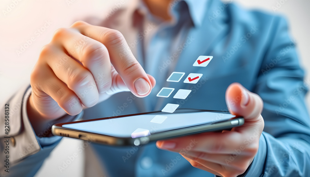 Checklist concept, Survey form concept. Questionnaire with checkboxes ...