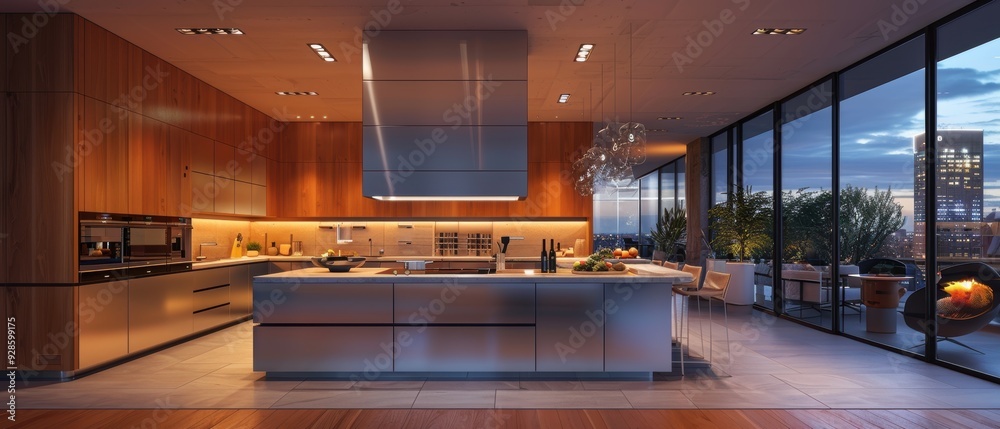 Futuristic High-Tech Kitchen with Smart Cooking Systems and 8K UHD ...
