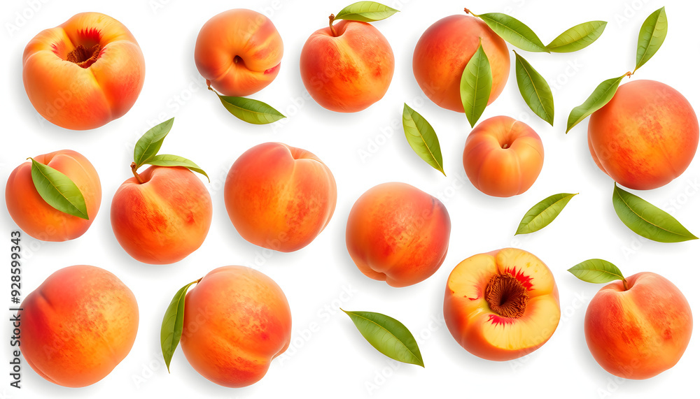 Peach isolated png. Whole peach collection on transparent background ...