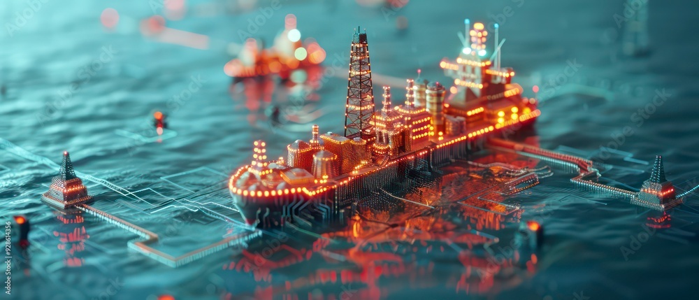 nautical digital flow of merchant ships with amazing tridimensional ...