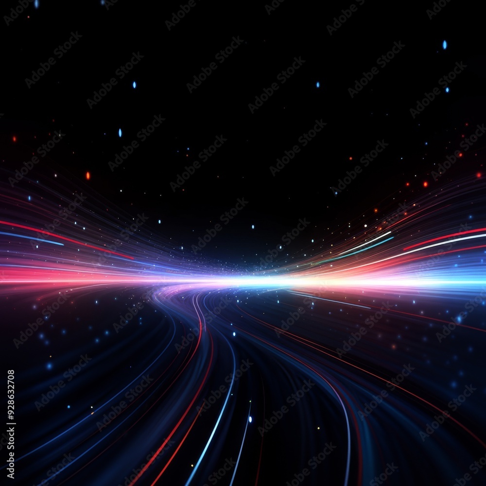 anime-style Dynamic Abstract Light Trails on a Pathway of Speed and ...