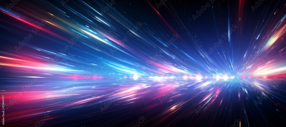 anime-style Dynamic Abstract Light Trails on a Pathway of Speed and ...
