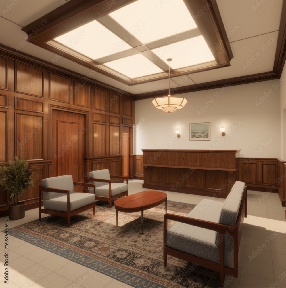 small reception area of a health clinic with 8'-0" ceilings, looking ...