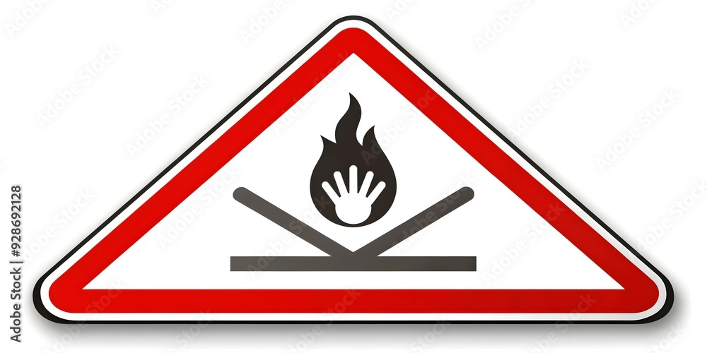 warning sign with GHS07 danger symbol for corrosive substances ...