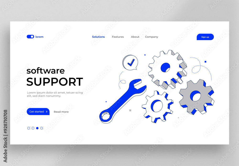 Support Software Landing Page Template with Blue Accents Stock Template ...