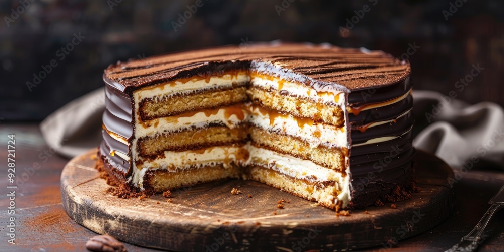 Classic Hungarian Dobos Torte Layers of Moist Sponge Cake and Creamy ...