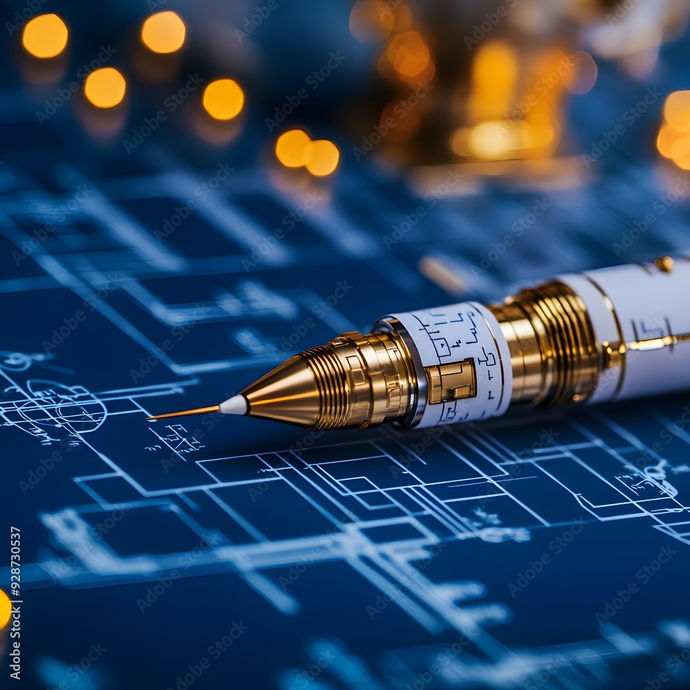 High-resolution close-up of an aerospace engineering blueprint ...