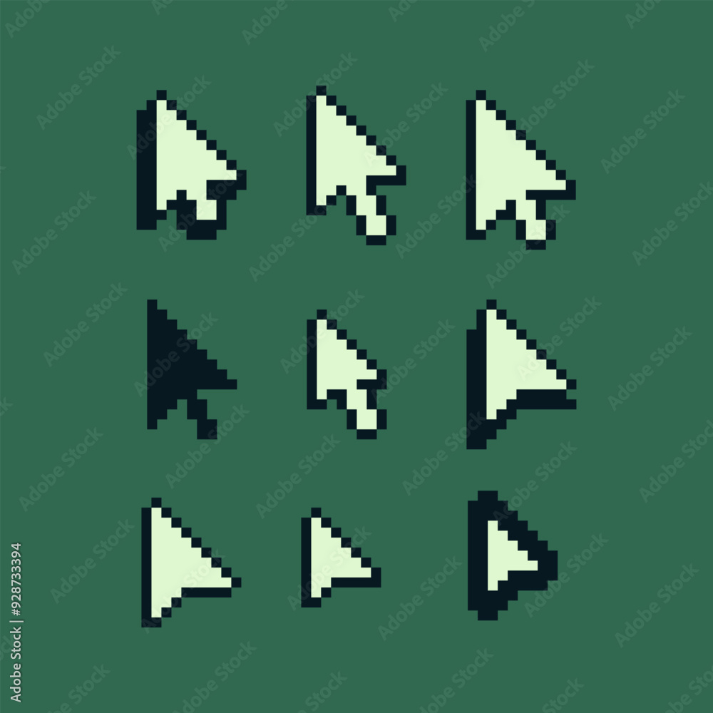 Cursor pixel art icons set, pointer, mouse arrow, design for logo, web ...