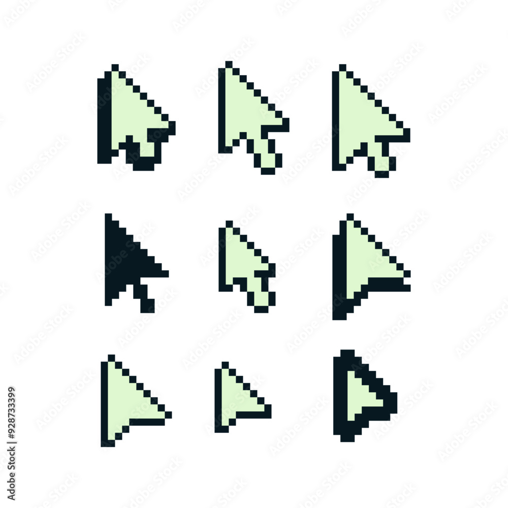 Cursor pixel art icons set, pointer, mouse arrow, design for logo, web ...