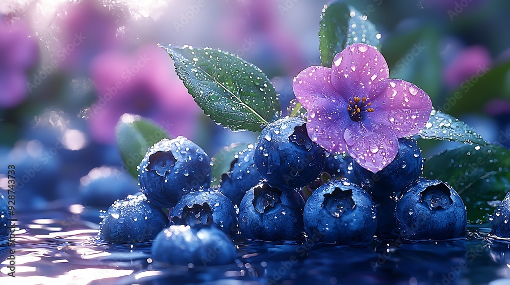 Photographic source look of blueberries in shades of purple and blue ...