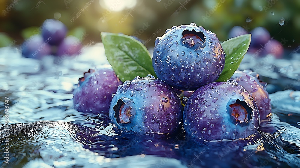 Photographic source look of blueberries in shades of purple and blue ...