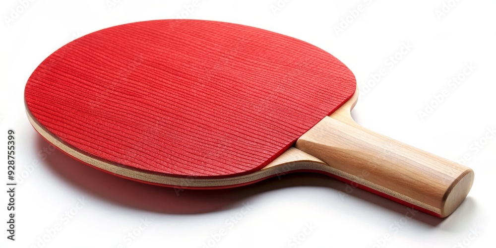 Red and Wooden Ping Pong Paddle, Close-up, Isolated, White Background ...
