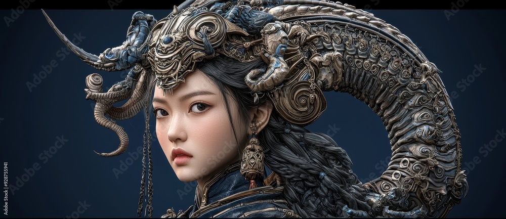 Stock model of a fifth element woman goddess from the Asian fantasy ...