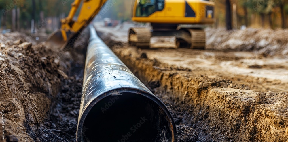 Installation of fiber optic cables underground for fast internet in ...