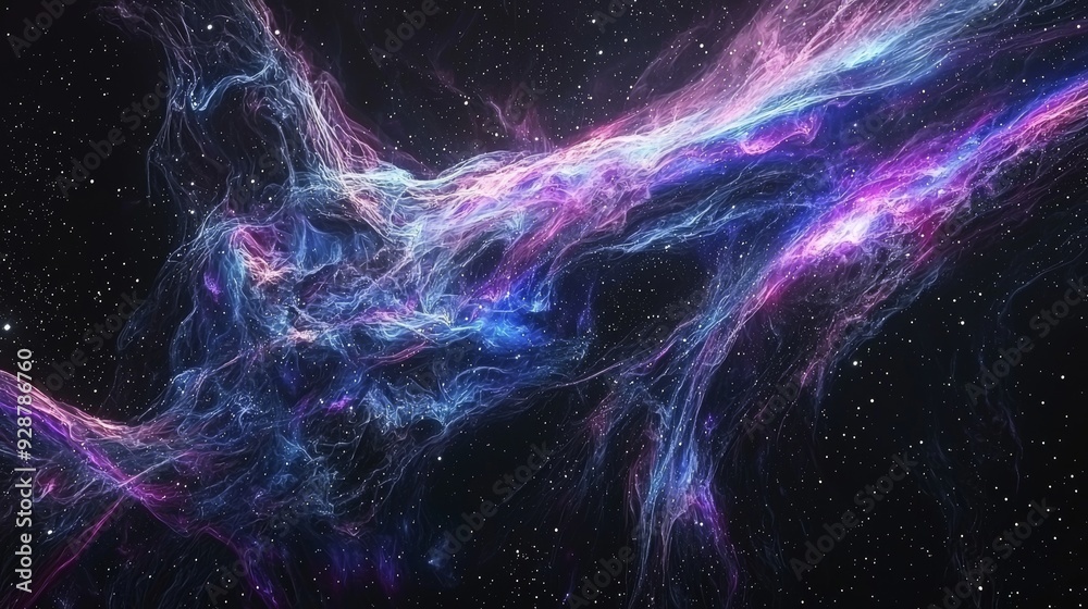 This is a 3D render of a bright nebula, a bright background, an ...