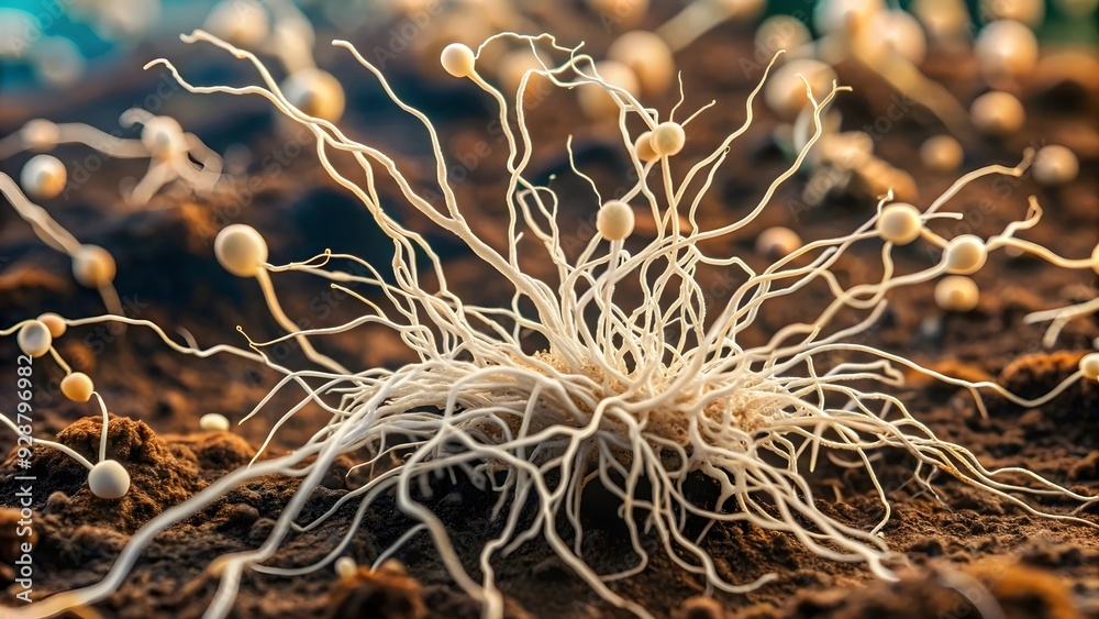 Filamentous fungus Fusarium solani on plant material in soil, Fusarium ...