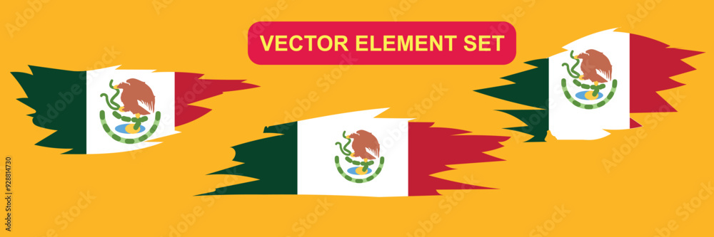 Vector collection of Mexican flag in ripped style shapes. as an element ...