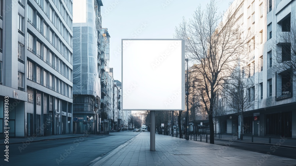 Isolated Blank White Billboard on an Urban Street clear and centered ...