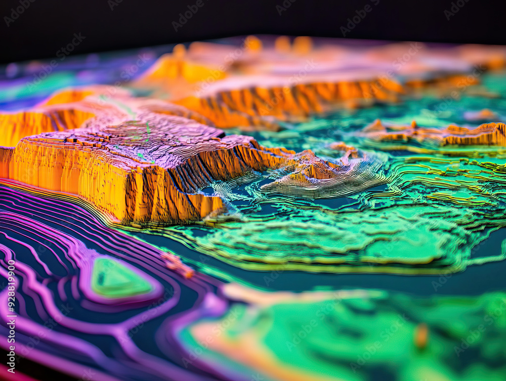 Technical aerial visual, 3D LiDAR GIS aerial map satellite scan model isolated, showing Cedar ...